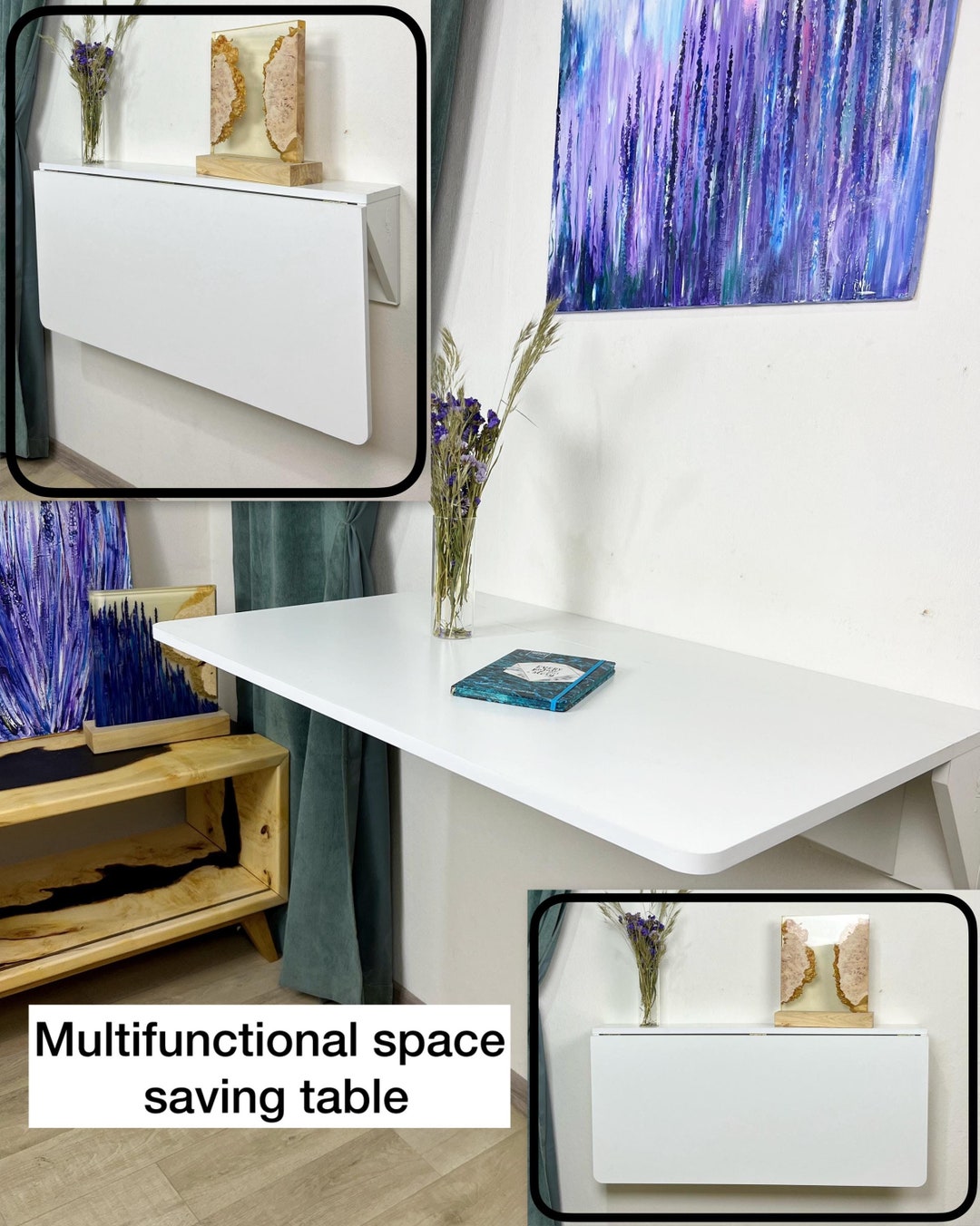 Floating Wall-mounted Transformer Table With Shelves, Multifunctional ...