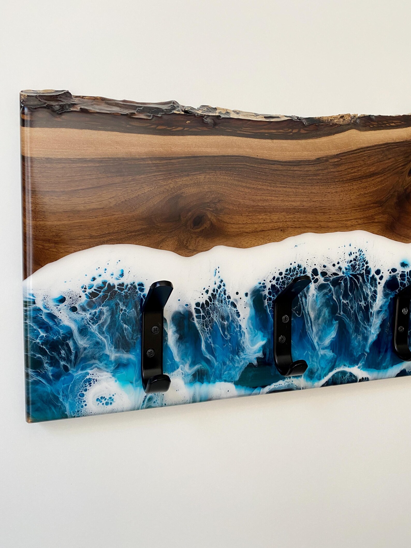 Ocean Epoxy Resin Coat Hanger, Coat Rack, Modern Clothes Rack, Beach ...