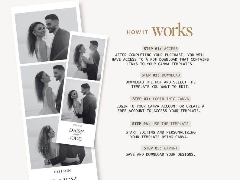 Editable Photo Strip Photobooth Wedding 2x6 4x6 Photo Booth Digital ...