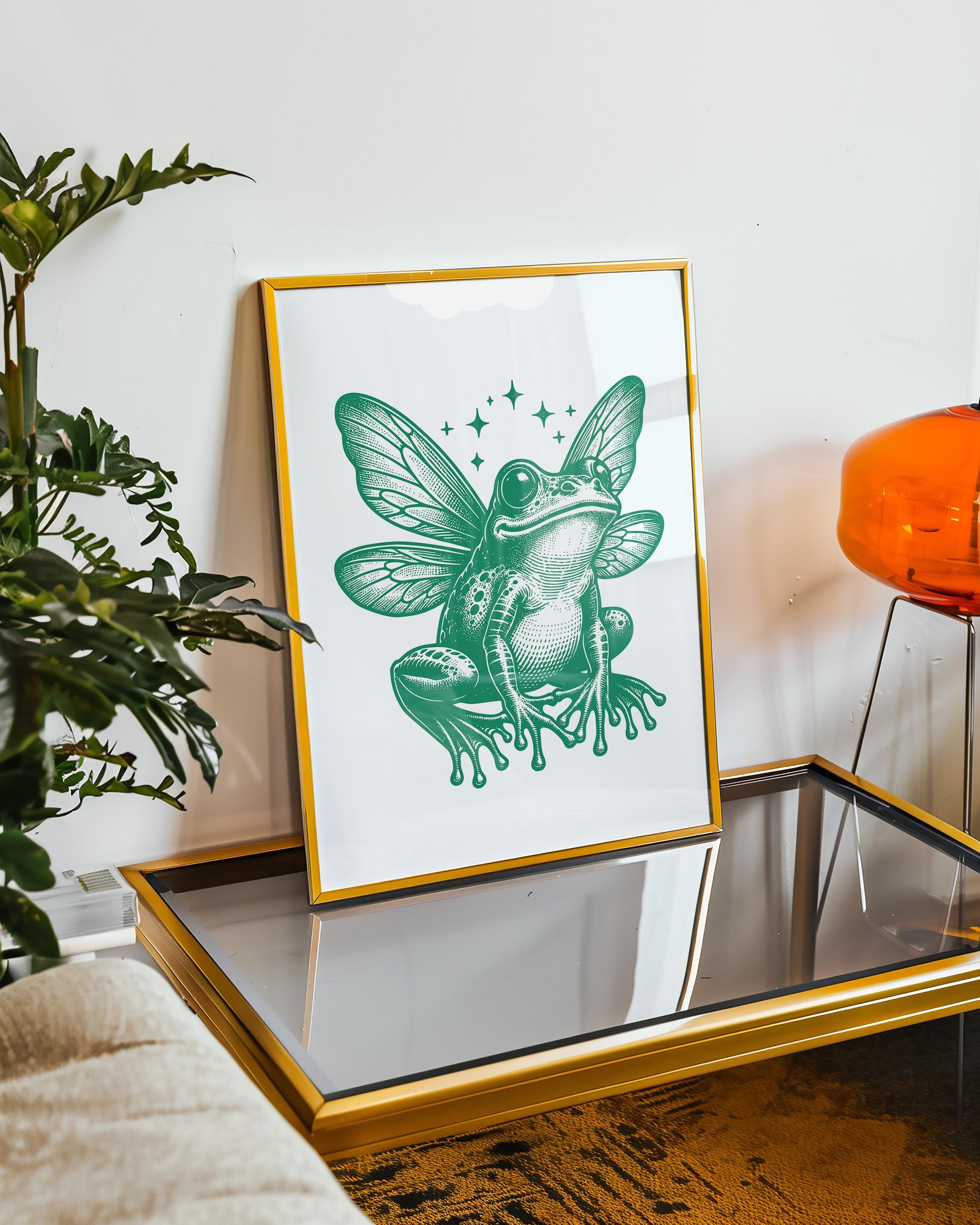 Whimsical Fairy Frog Poster | Y2K Quirky Art for Dorm Room or Apartment ...