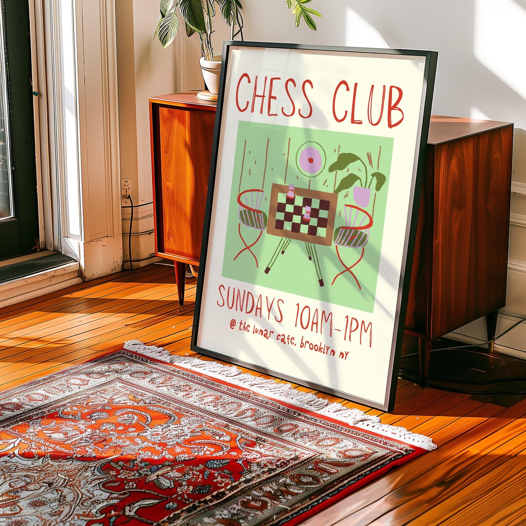 Chess Club Poster | Aesthetic Digital Art Print | Trendy Academia Wall ...