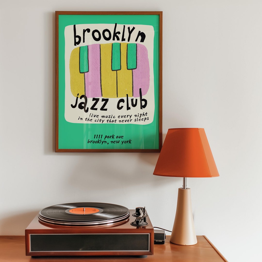Brooklyn Jazz Club Poster | Trendy Wall Art | NYC Wall Art | Retro ...