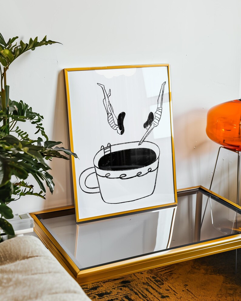 Coffee Divers Printable Poster | Hand Drawn Coffee Print | Cool Retro ...