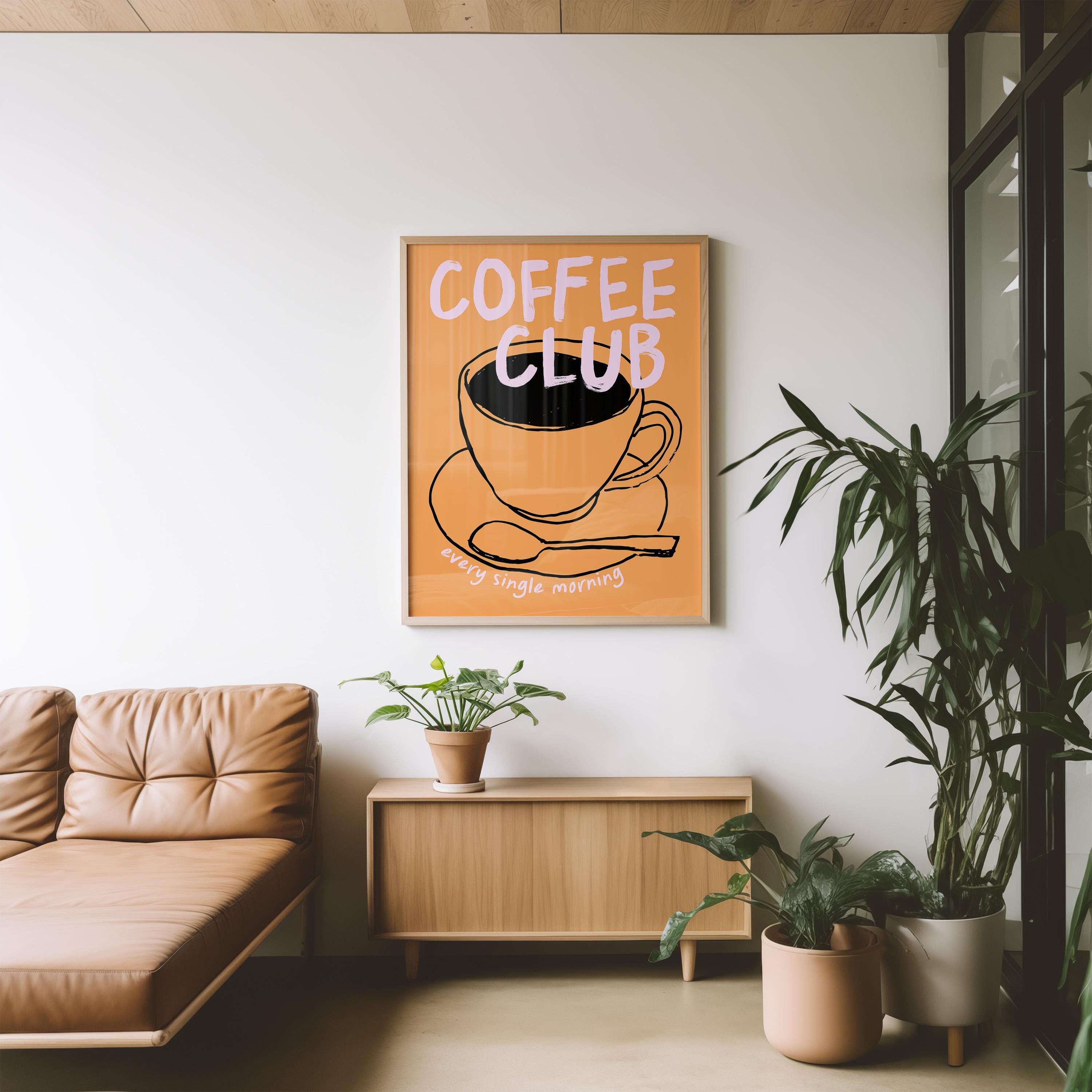 Coffee Club Digital Print Aesthetic Trendy Funky Pop Art Kitchen Poster ...