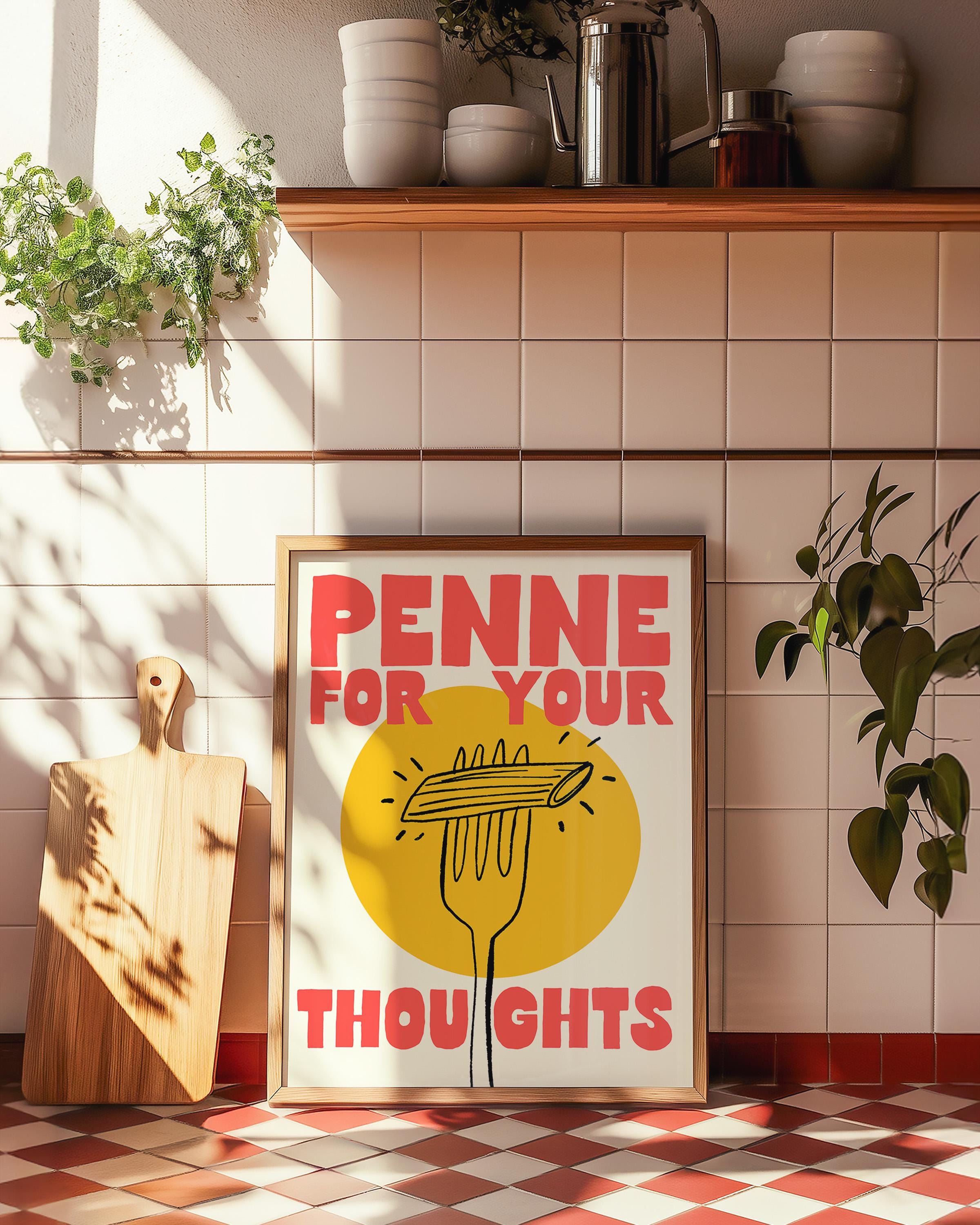 Penne Pasta Poster, Retro Italian Food Print, Spaghetti Art, Maximalist ...