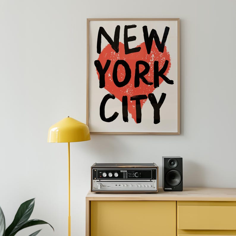 New York City | Retro Typography Print | Eclectic Travel Poster ...