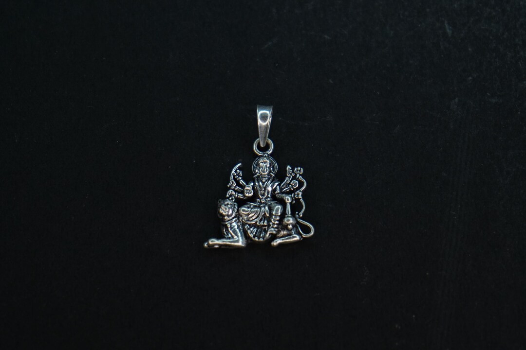 Pure Silver Durga Devi Sitting on Lion 3.76G, Durga Locket, Pure Silver ...