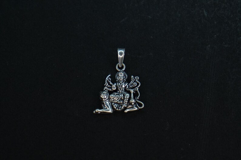 Pure Silver Durga Devi Sitting on Lion 3.76G, Durga Locket, Pure Silver ...
