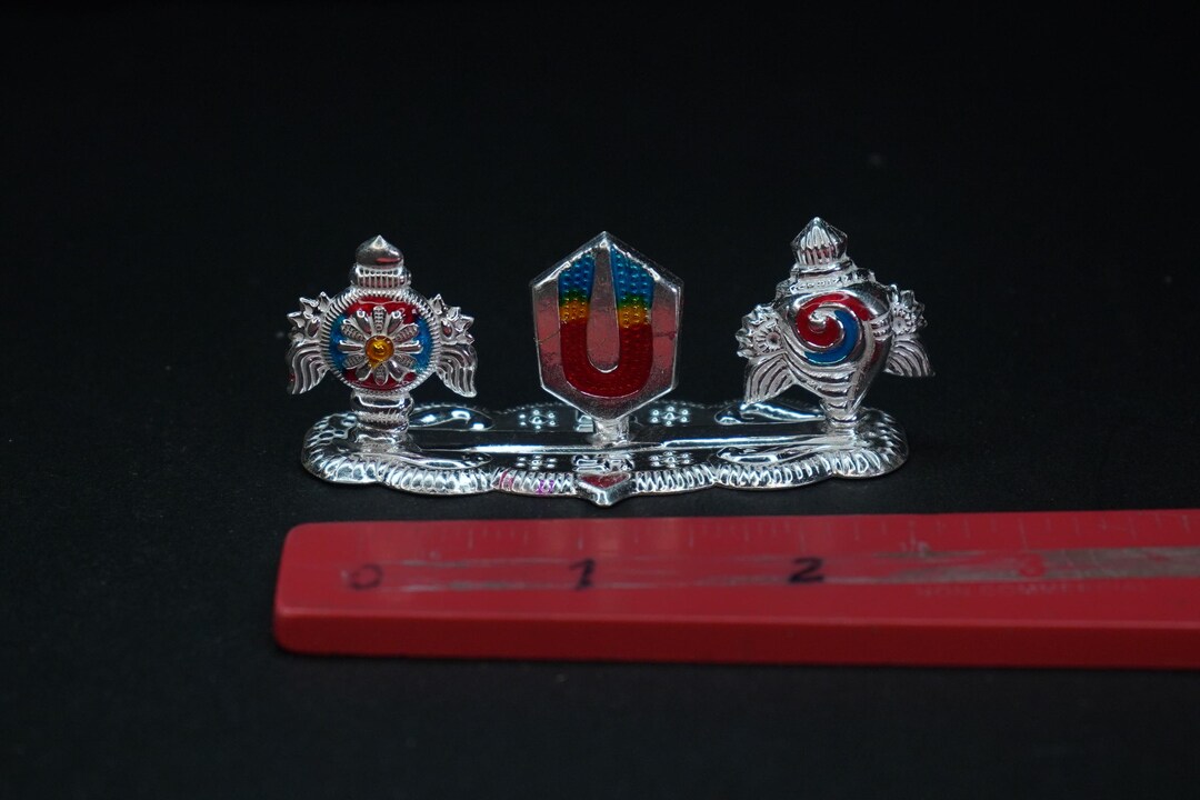 Pure Silver Antique Pure Silver Shanku Chakram Namam With Colours R,Y,B ...