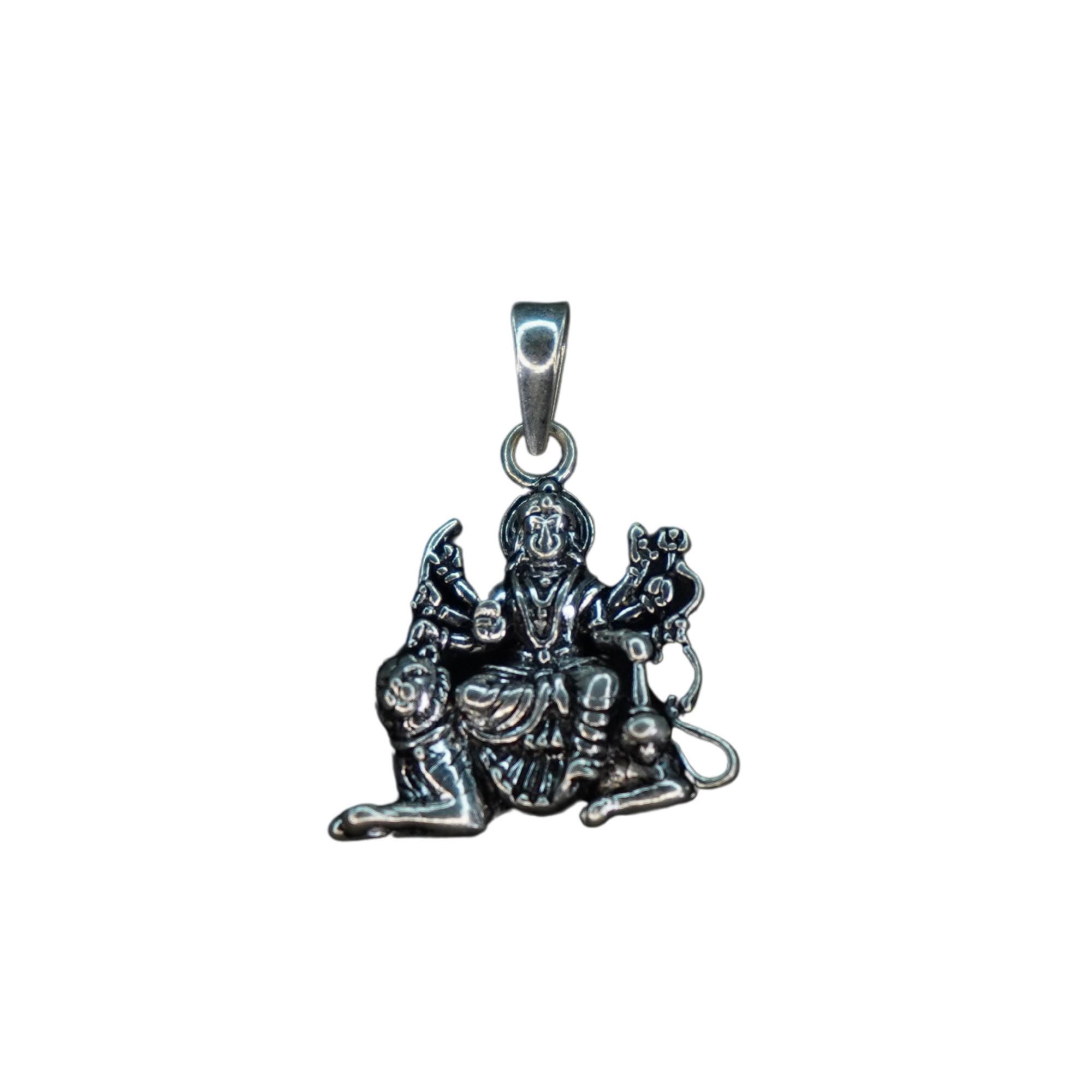 Pure Silver Durga Devi Sitting on Lion 3.76G, Durga Locket, Pure Silver ...