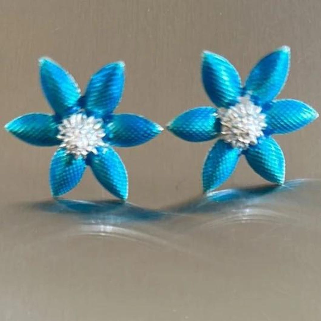 Pure Silver Enamel Blue Flowers 5g pack of 2, Silver Puja Flowers ...