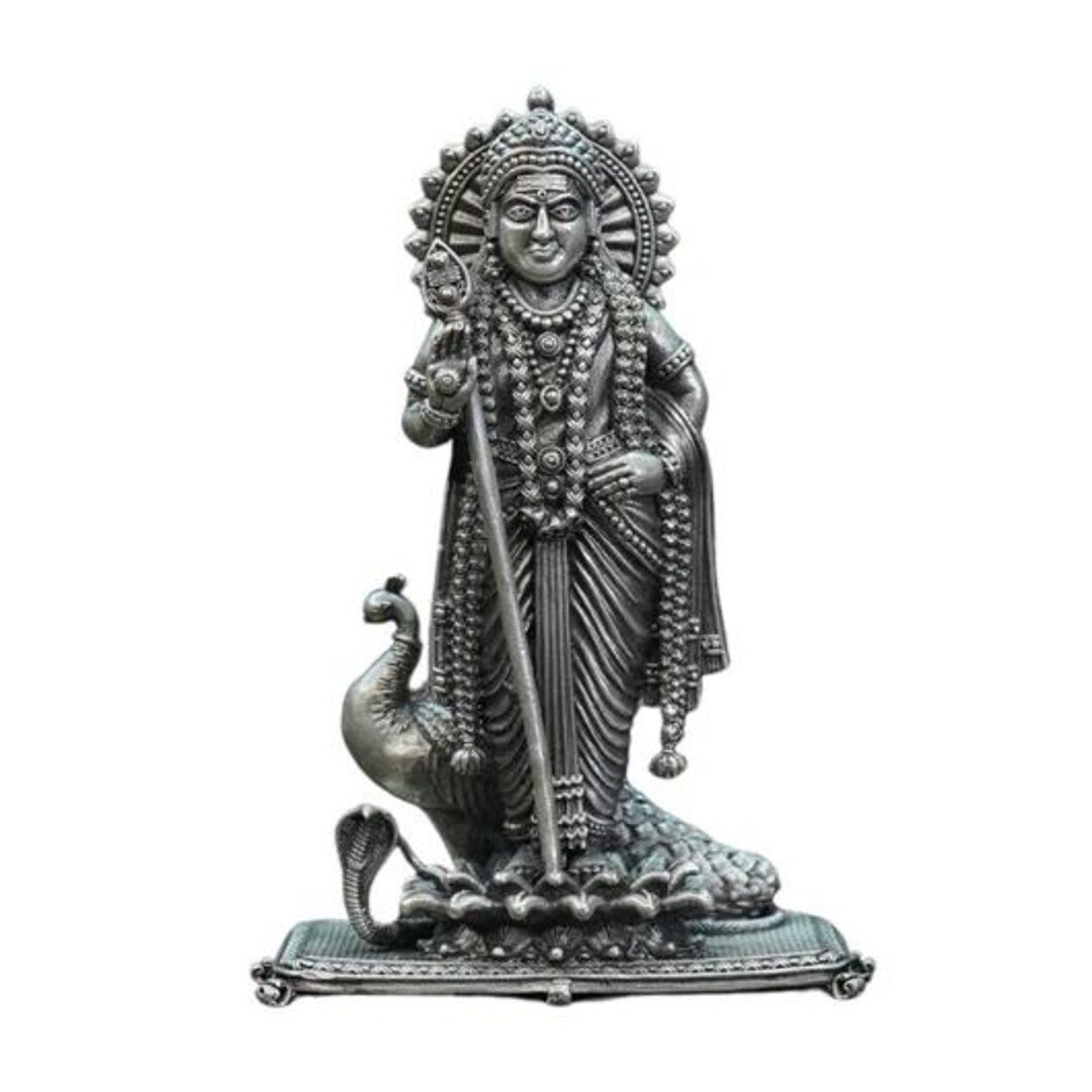 Pure Silver Antique Murugan Idol Standing 127.12G, Karthik Idol, Silver ...