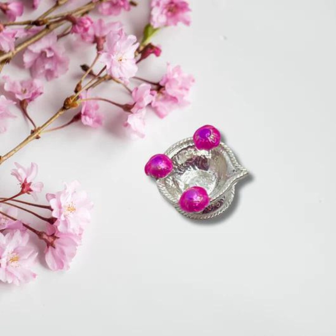 Pure Silver Diya With Flowers 10g, Silver Deepam, Silver Diya, Pure ...