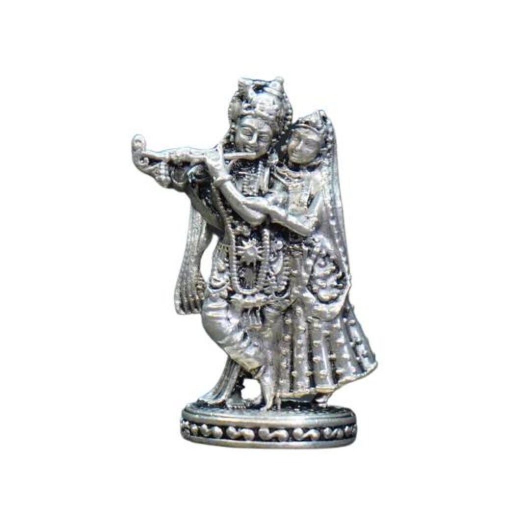 Pure Silver Antique Radha Krishna Standing 22.02G, Silver Radha Krishna ...