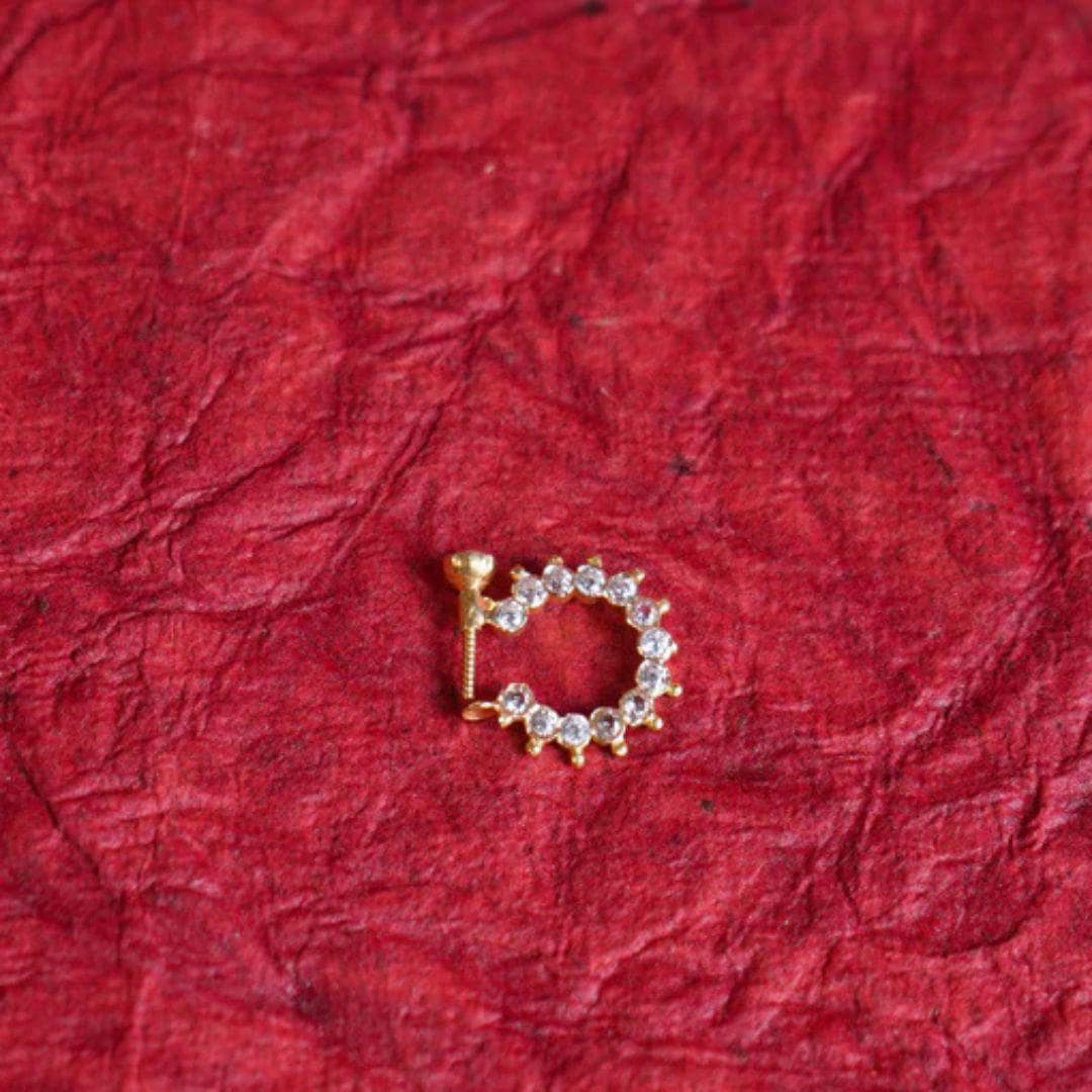 22 Carat Gold Nose Stud With White Stones mukkera 1.67g - Etsy