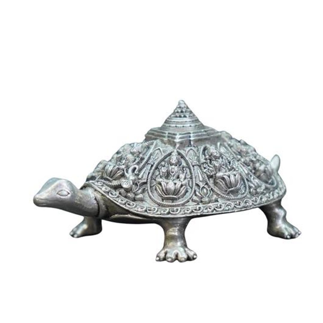 Pure Silver Antique Tortoise With Laxmi Devi Designing 80G, Tortoise ...