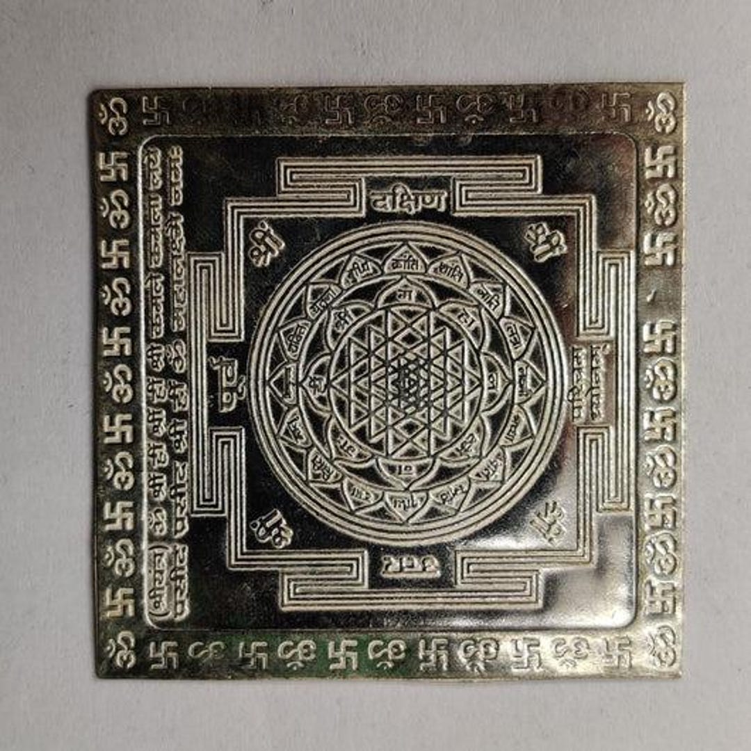 Pure Silver Sri Yantra for Home for Home and Office, Silver Yantram ...