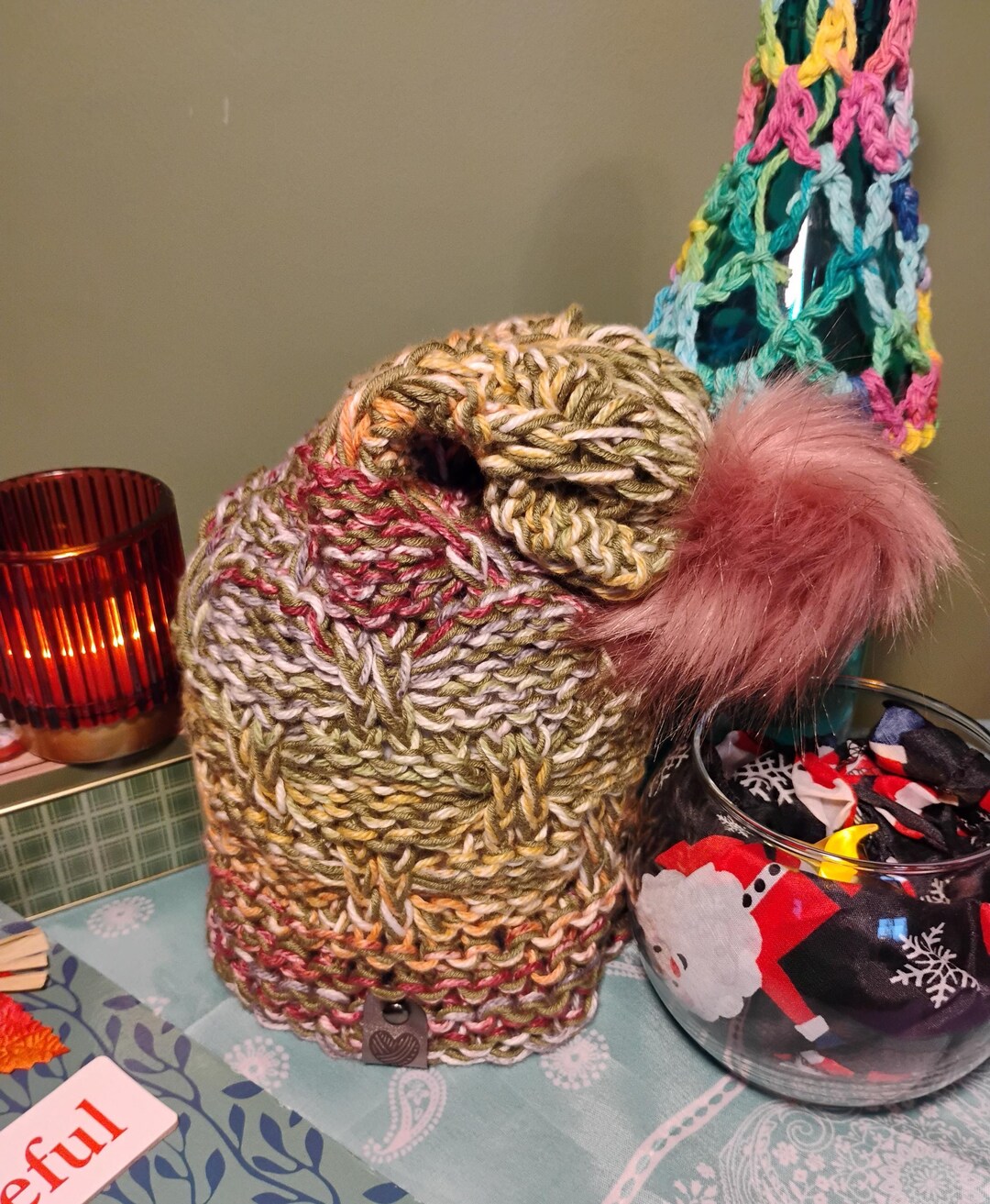 Monet Basket Weave Style Beanie Hat With Pom-pom - Etsy