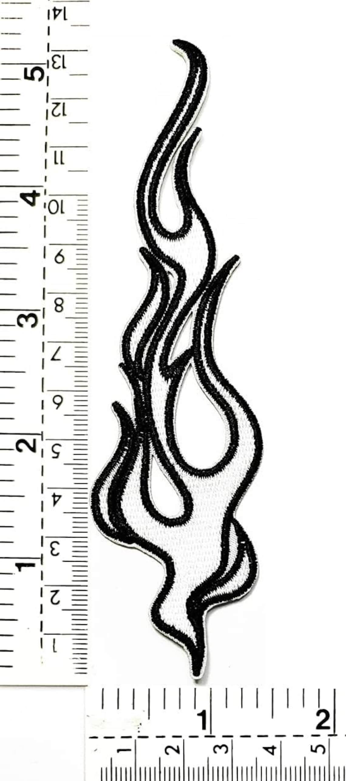 2 Pieces. White Flame Fire Patch Cartoon Kids Embroidered Iron on Sew ...
