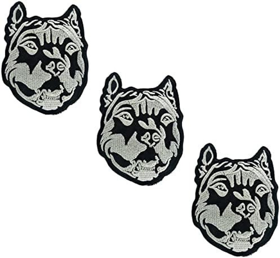 3 Pieces. Gray Head American Pitbull Patches Pitbull Dog Pet Animal ...
