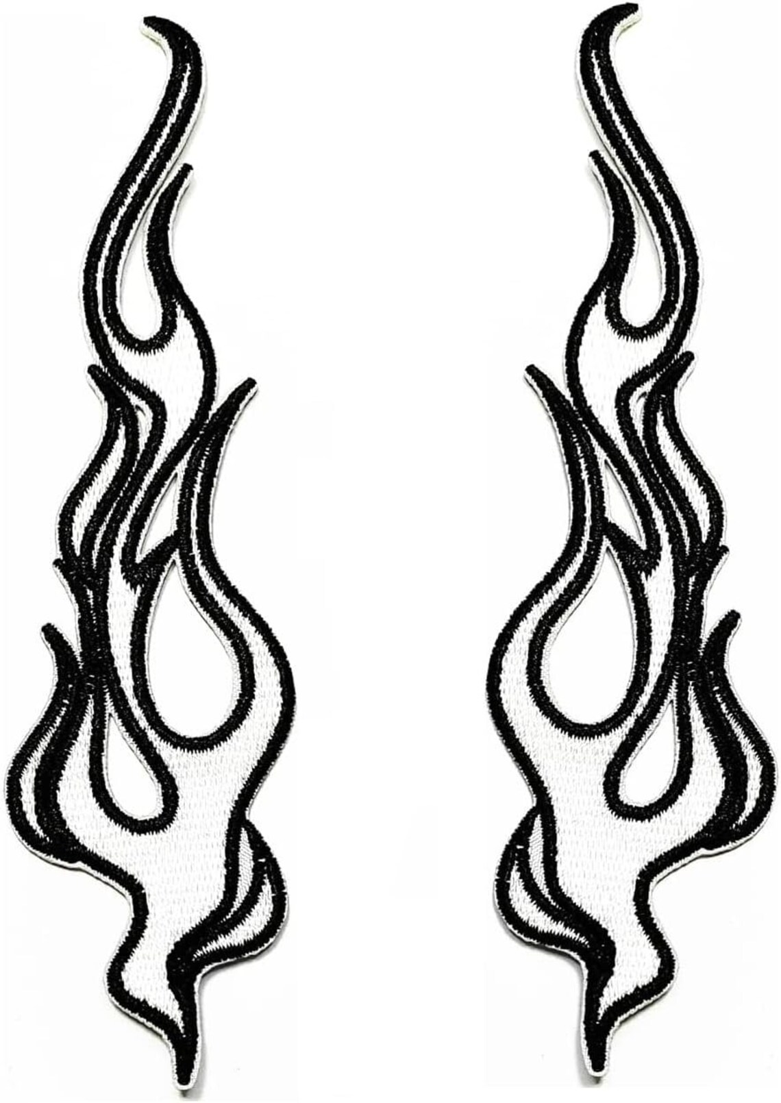 2 Pieces. White Flame Fire Patch Cartoon Kids Embroidered Iron on Sew ...