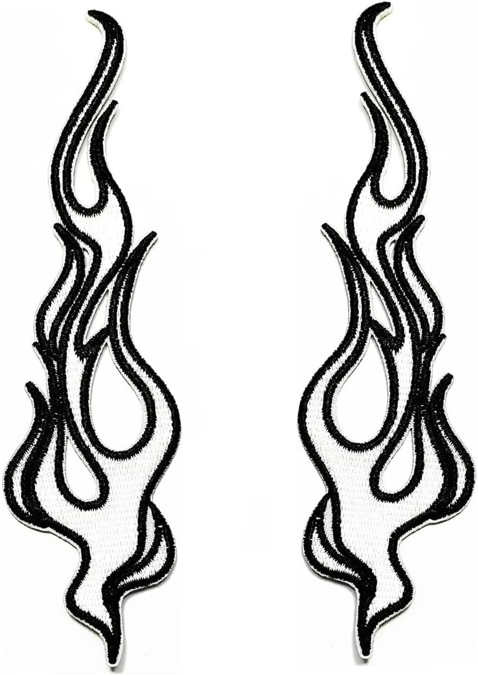 2 Pieces. White Flame Fire Patch Cartoon Kids Embroidered Iron on Sew ...