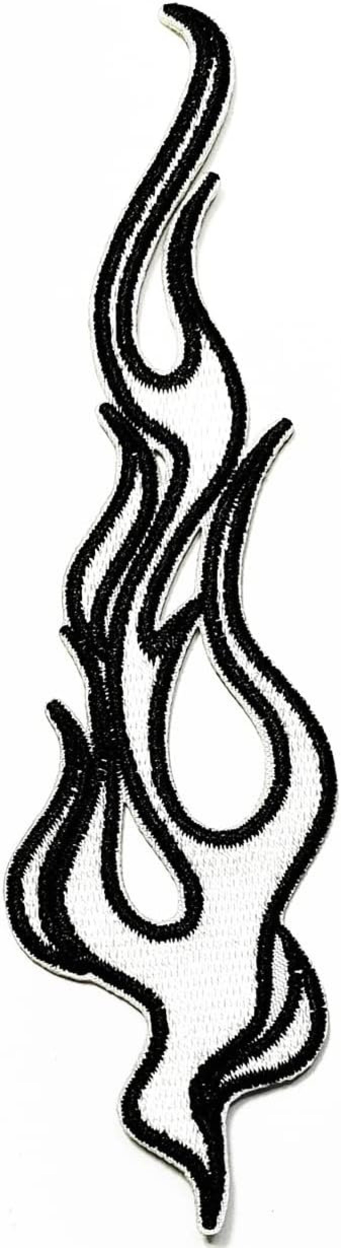 2 Pieces. White Flame Fire Patch Cartoon Kids Embroidered Iron on Sew ...