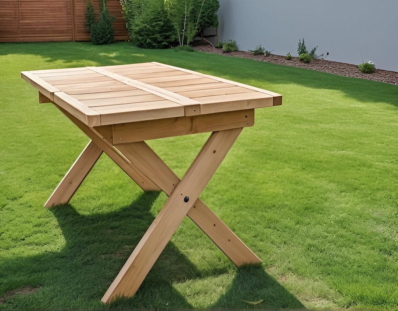 DIY Wooden Garden Folding X Base Table Build Plan, DIY Garden Table ...