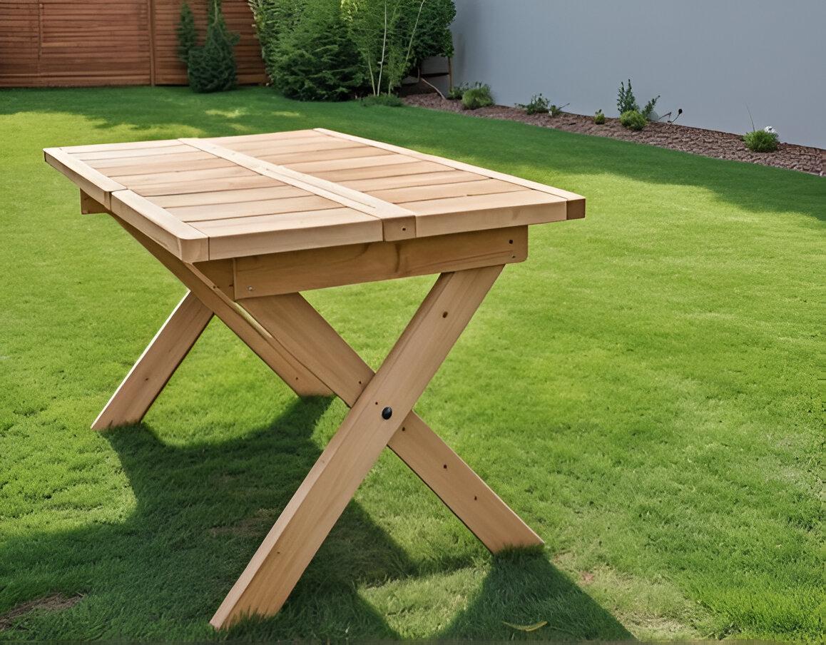 DIY Wooden Garden Folding X Base Table Build Plan, DIY Garden Table Plan, DIY Wood Working Plan ...