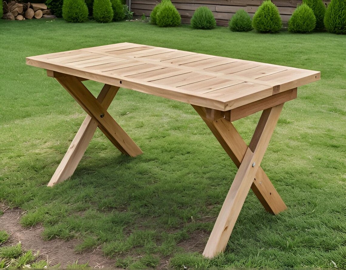 DIY Wooden Garden Folding X Base Table Build Plan, DIY Garden Table ...