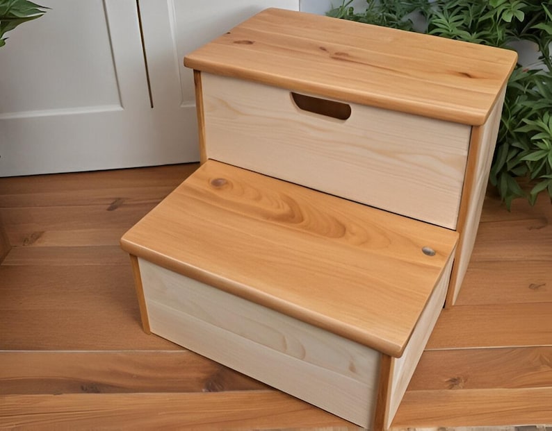 DIY Wooden Storage Step Stool Build Plan, Wood Working Plan, Diy Build ...