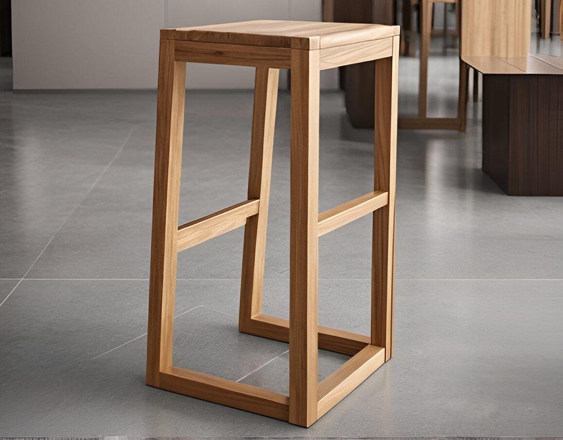 DIY Wooden Simple Stool Build Plan, Rustic Stool, Diy Build Plan, Bar ...