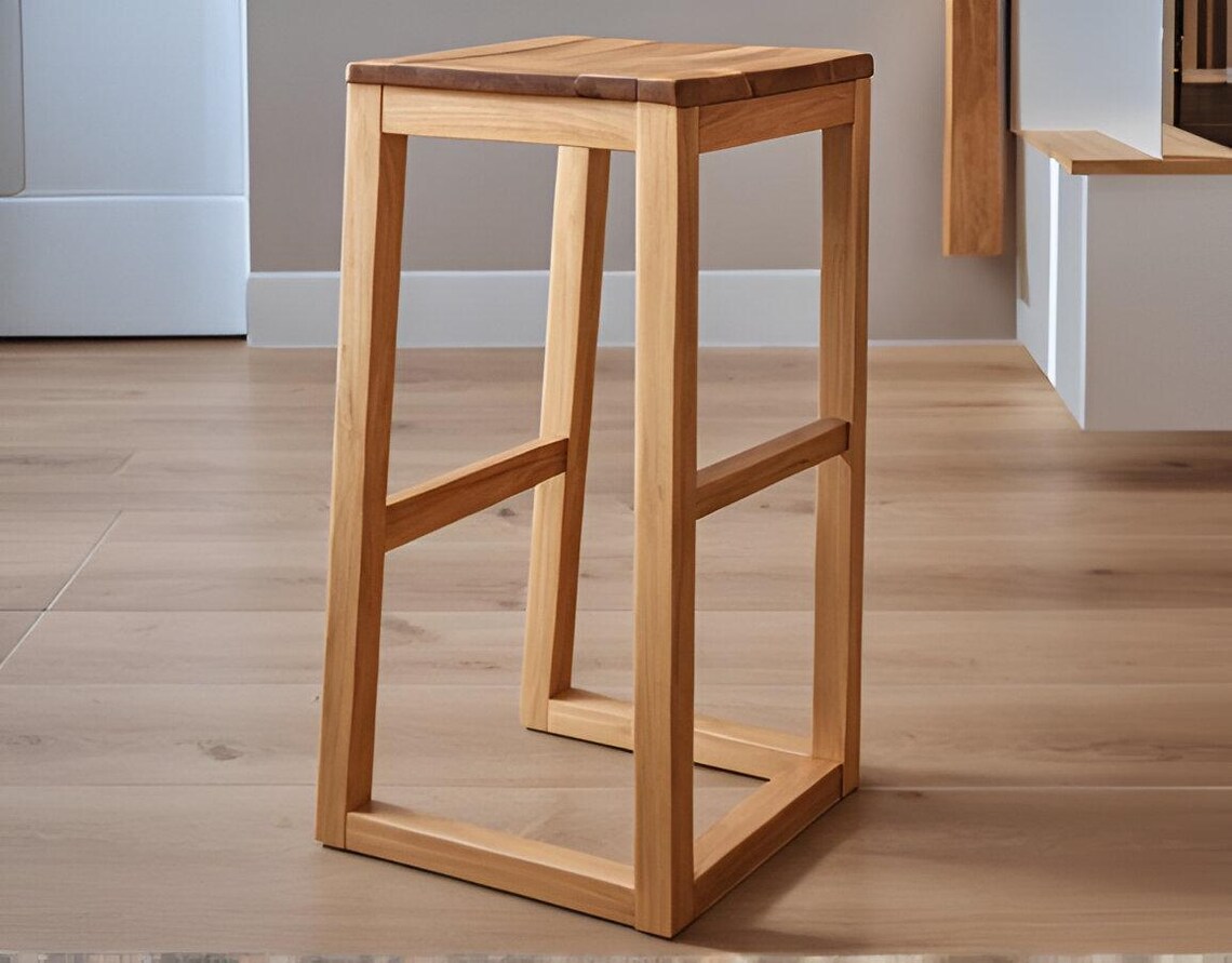 DIY Wooden Simple Stool Build Plan, Rustic Stool, Diy Build Plan, Bar ...