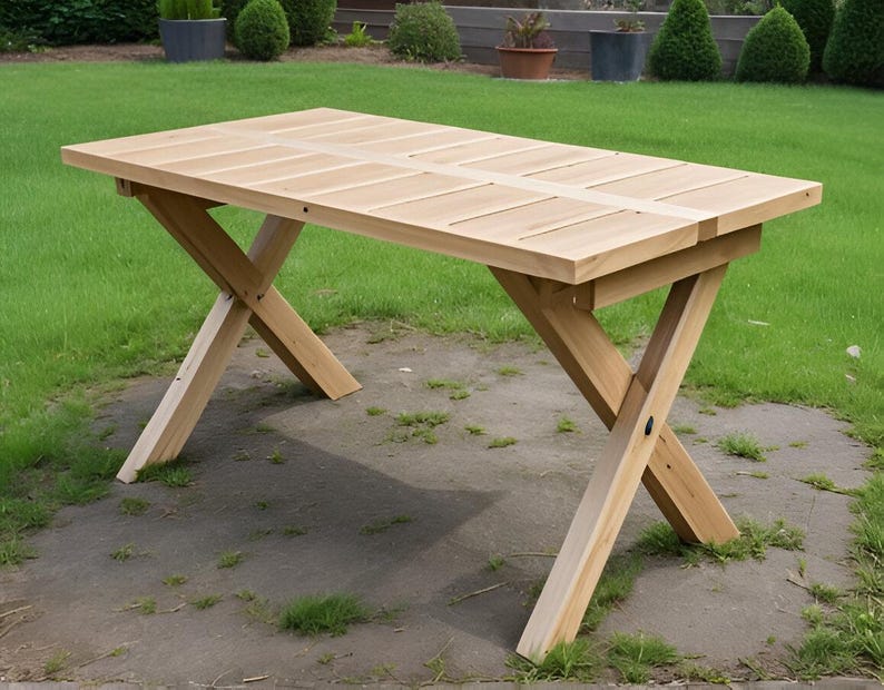 DIY Wooden Garden Folding X Base Table Build Plan, DIY Garden Table ...