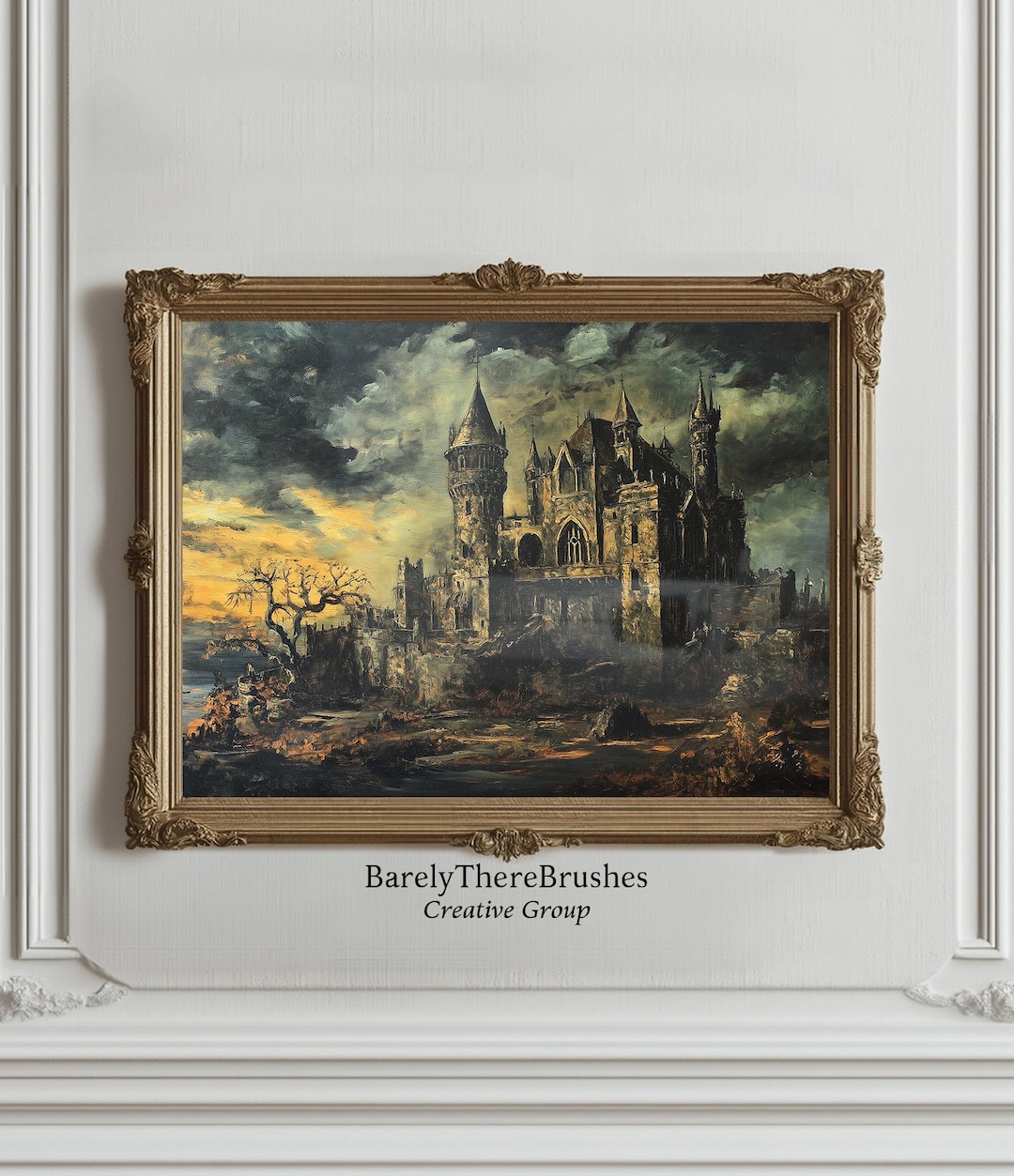 Evil Castle Oil Painting Castle Wall Art Black Castle Digital Print - Etsy