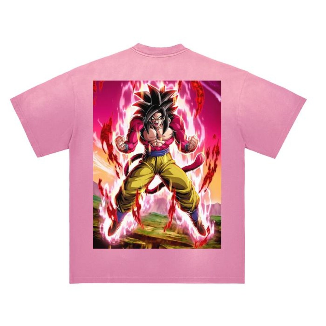 G.O.A.T SSJ4 Goku Monkey Washed Distressed Drop Shoulder Crew Neck T ...