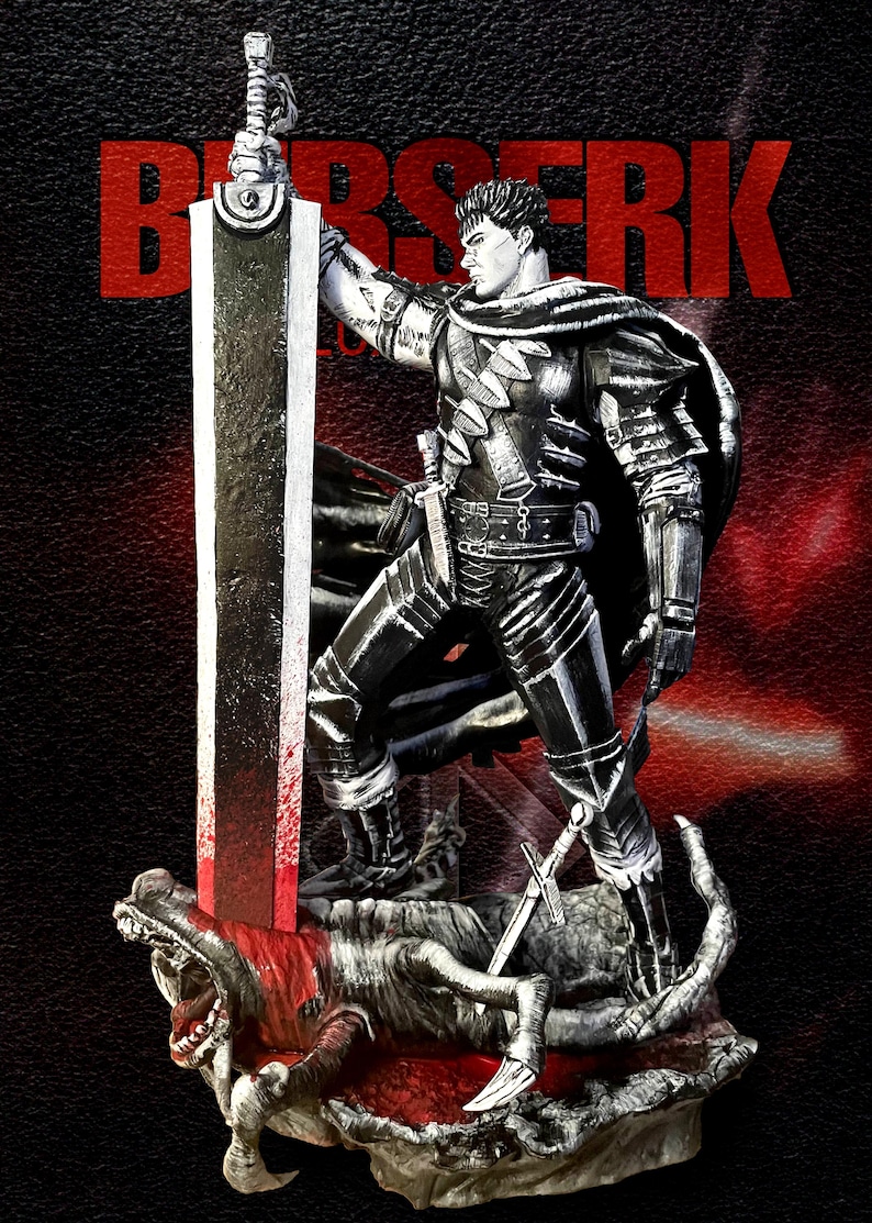 Berserk Guts 1/9 Manga Style Hand Painted Resin Figure - Etsy