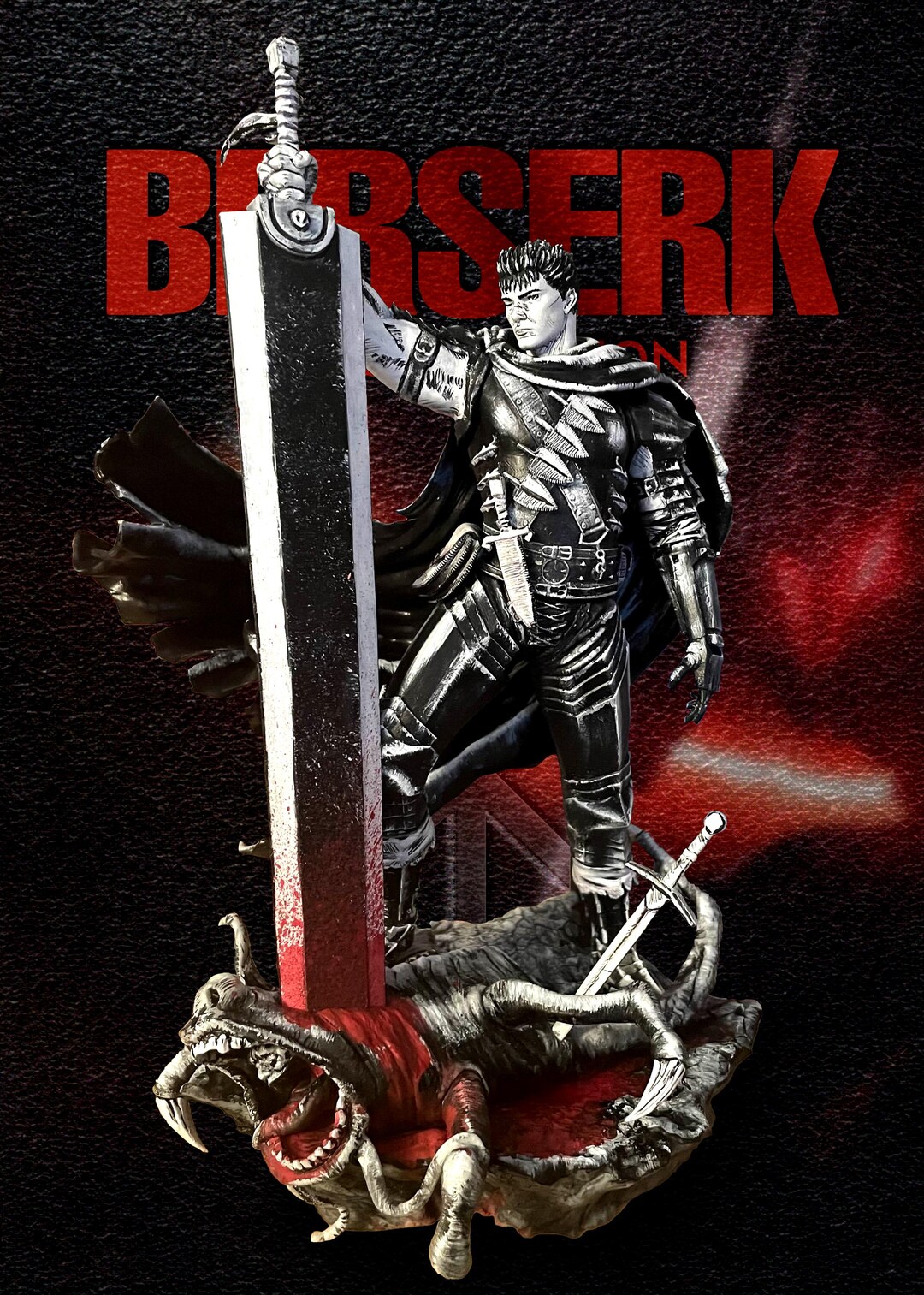 Berserk Guts 1/9 Manga Style Hand Painted Resin Figure - Etsy