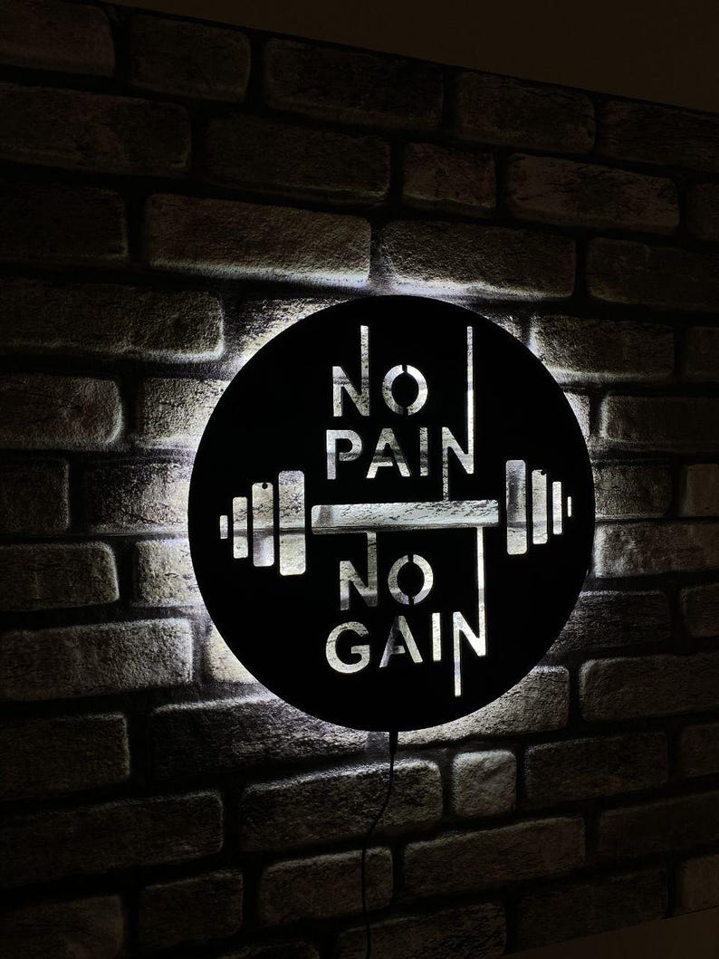 No Pain, No Gain Led Sign , Gym Wall Decor , Vibe Neon Sign , Gym Led ...
