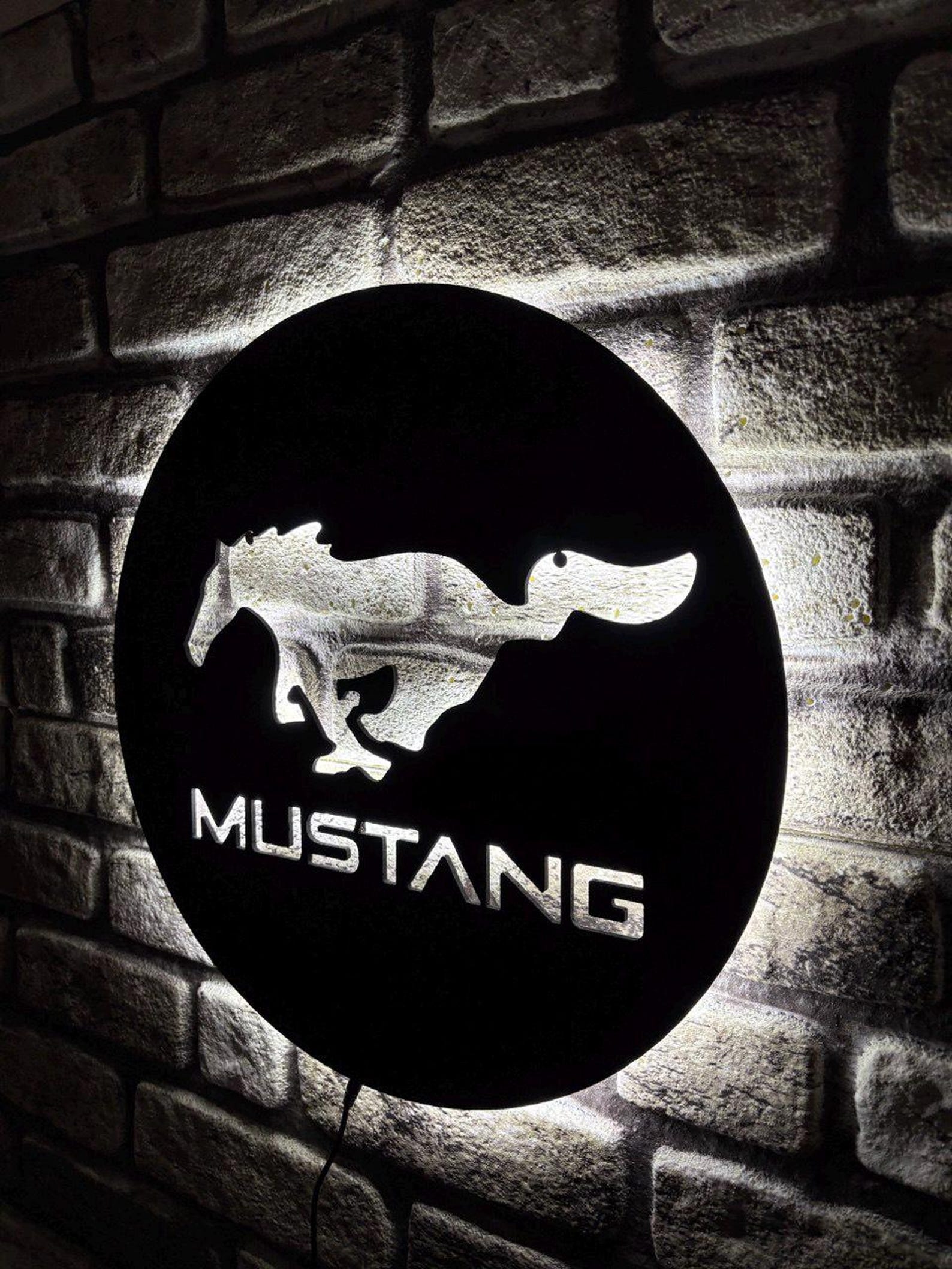 Ford Mustang Logo , Mustang Led Sign , Bright Illuminated Team Emblem ...