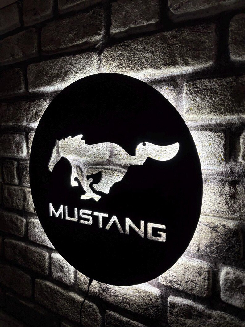 Ford Mustang Logo , Mustang Led Sign , Bright Illuminated Team Emblem ...