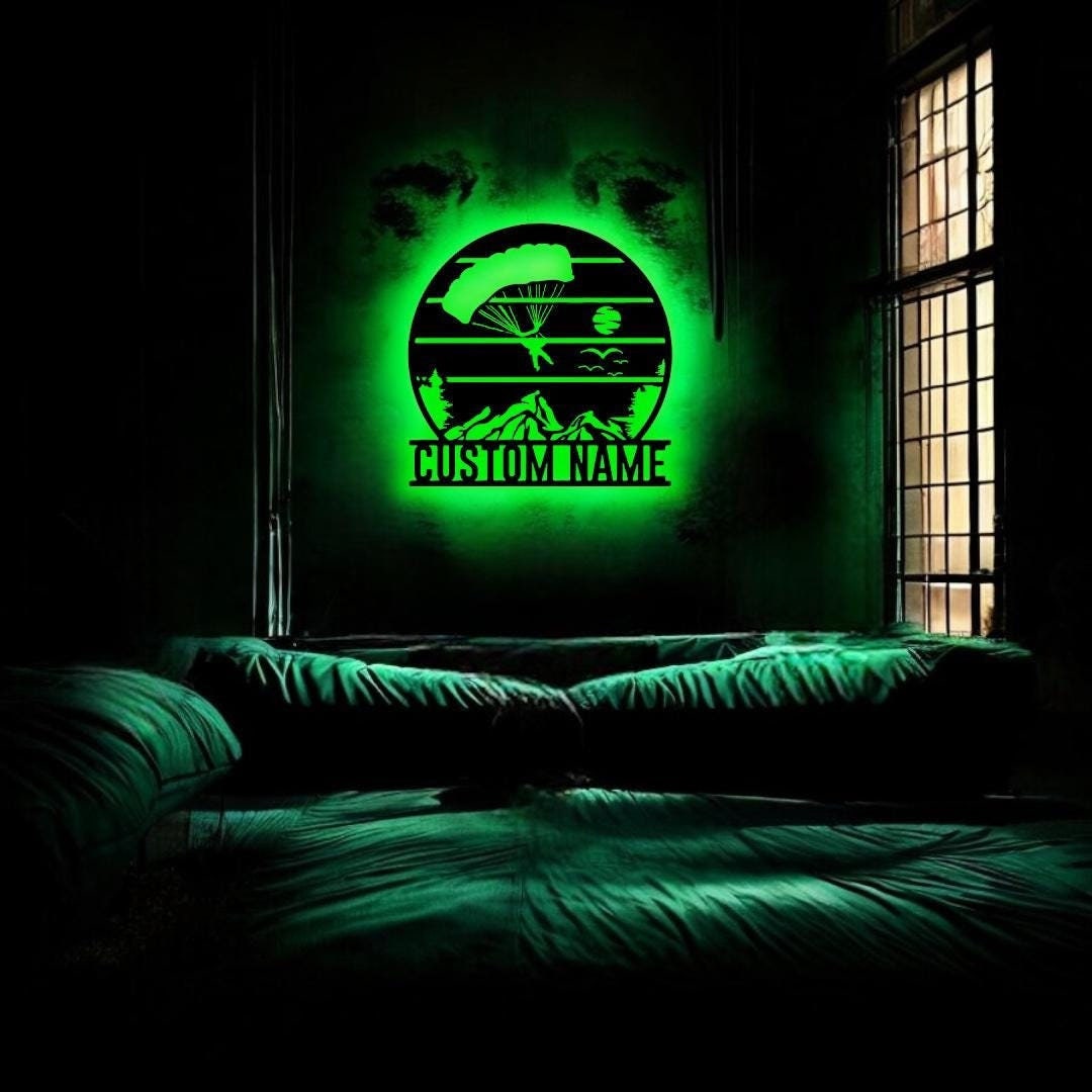 Custom Parachute Wall Art With Led Light , Personalized Parachute Name ...