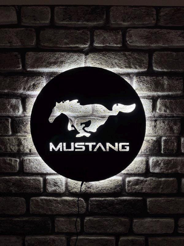 Ford Mustang Logo , Mustang Led Sign , Bright Illuminated Team Emblem ...