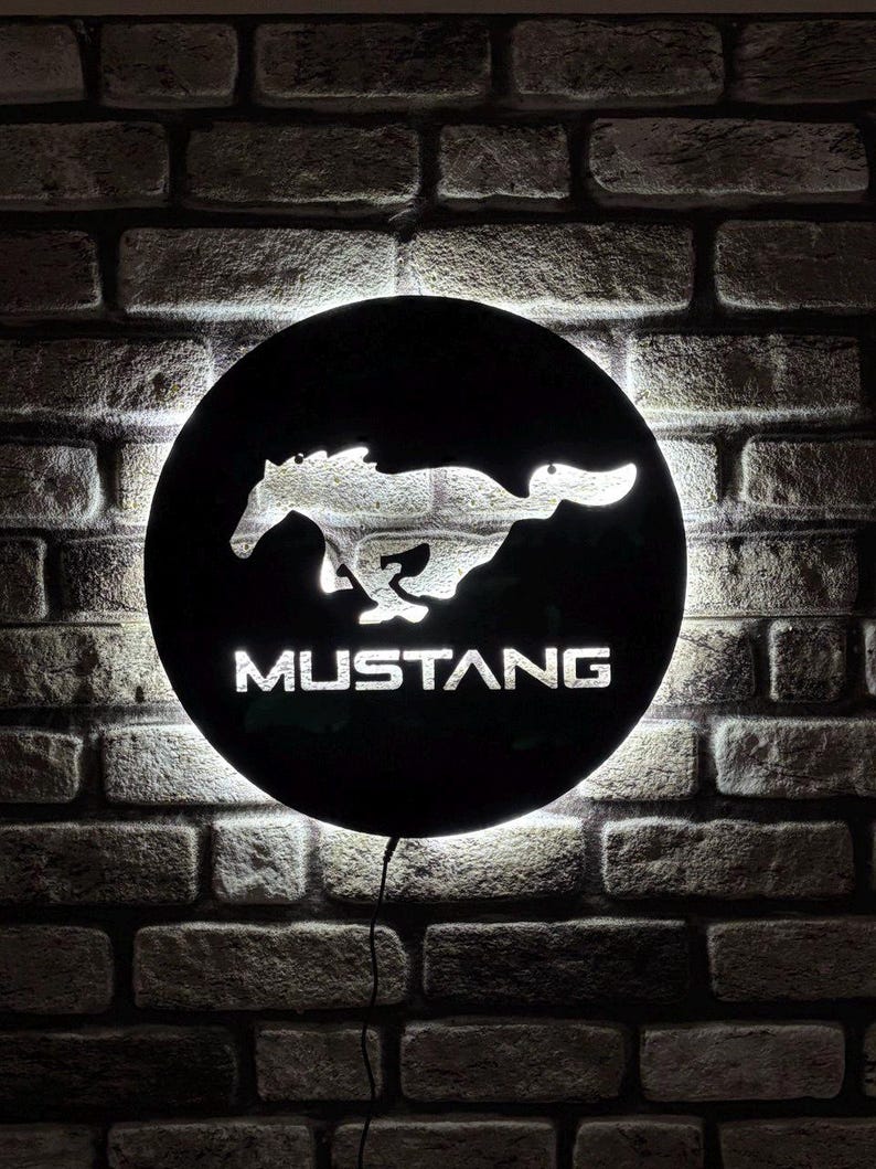 Ford Mustang Logo , Mustang Led Sign , Bright Illuminated Team Emblem ...