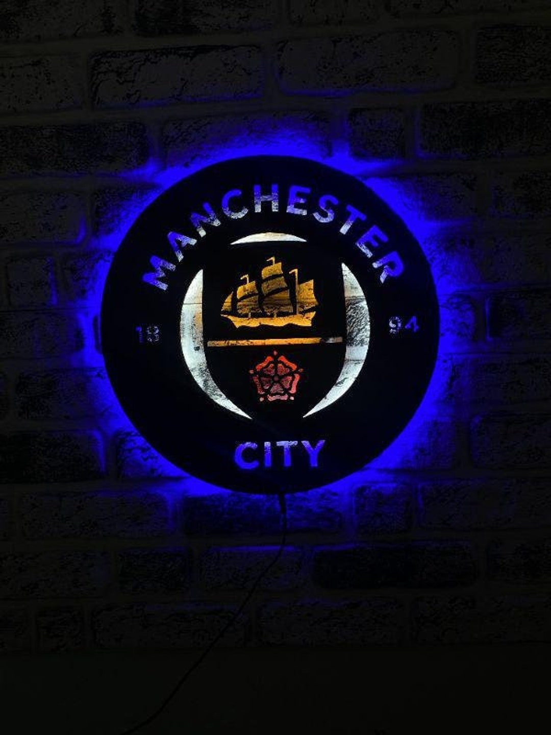 Manchester City Led Sign - Football Team Logo Sign - Sports Gift Decor ...