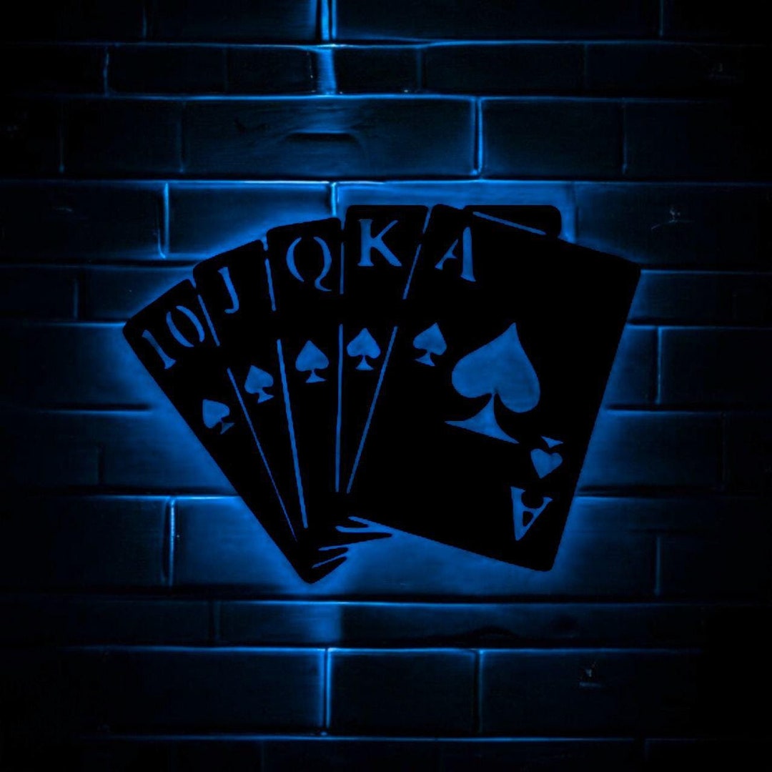 Royal Flush Poker Led Sign , Playing Card Decor , Playroom Decor , Led ...