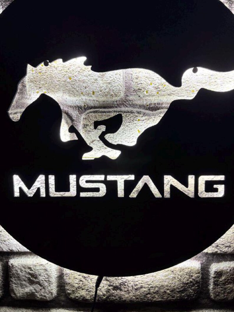 Ford Mustang Logo , Mustang Led Sign , Bright Illuminated Team Emblem ...