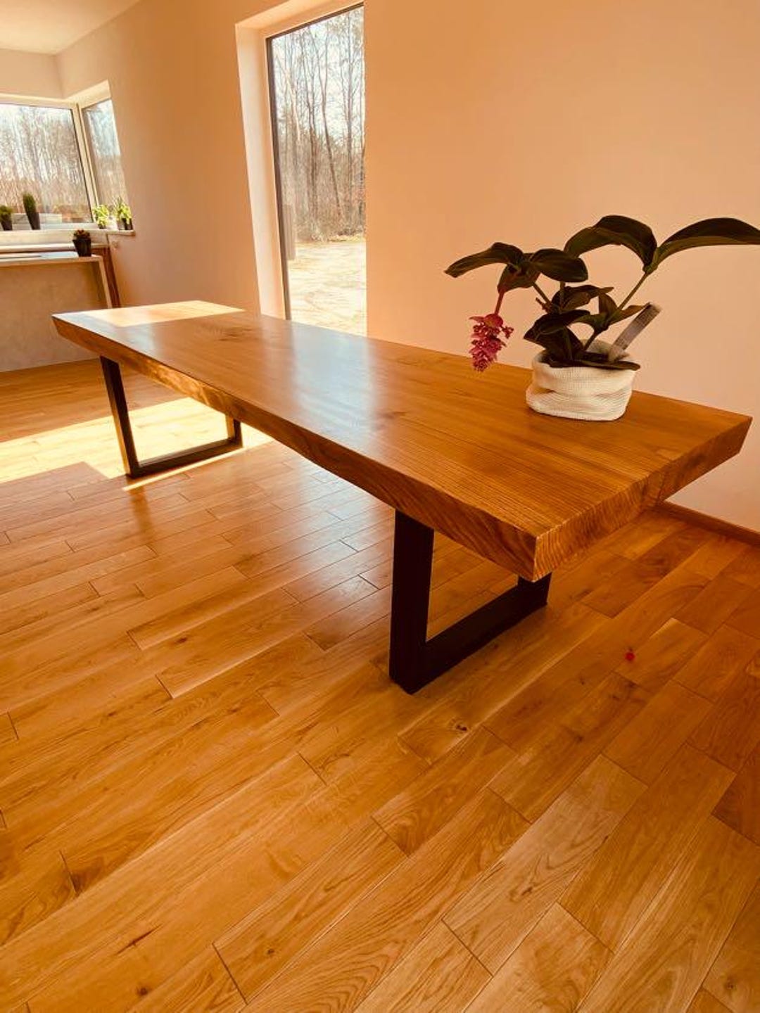 3 Meters Long Monolith Table Live Edges Natural Solid Oak Wood Filled ...