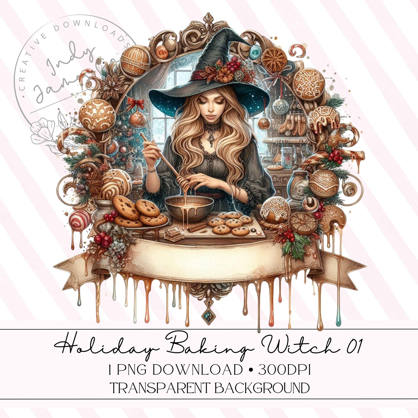 Holiday Baking Witch Dripping Watercolor High Quality PNG Digital ...