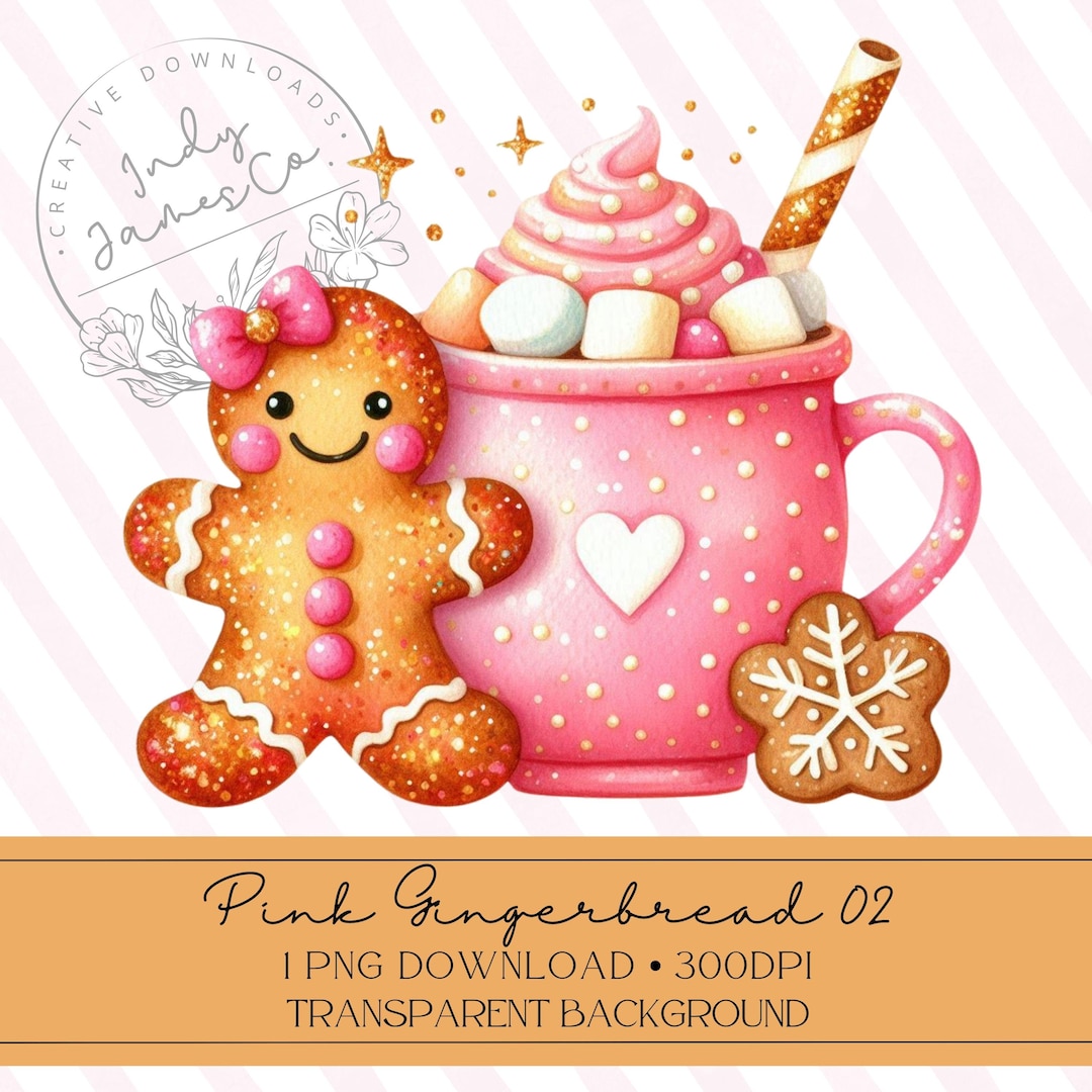 Pink Gingerbread With Hot Cocoa and Marshmallows High Quality PNG ...